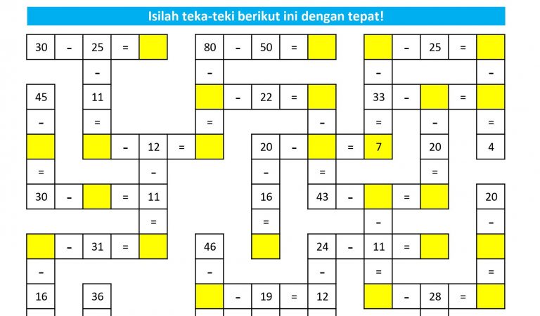 Soal Teka-Teki Silang ( TTS ) SD Bahasa Inggris Kelas 3 Bab Numbers ...
