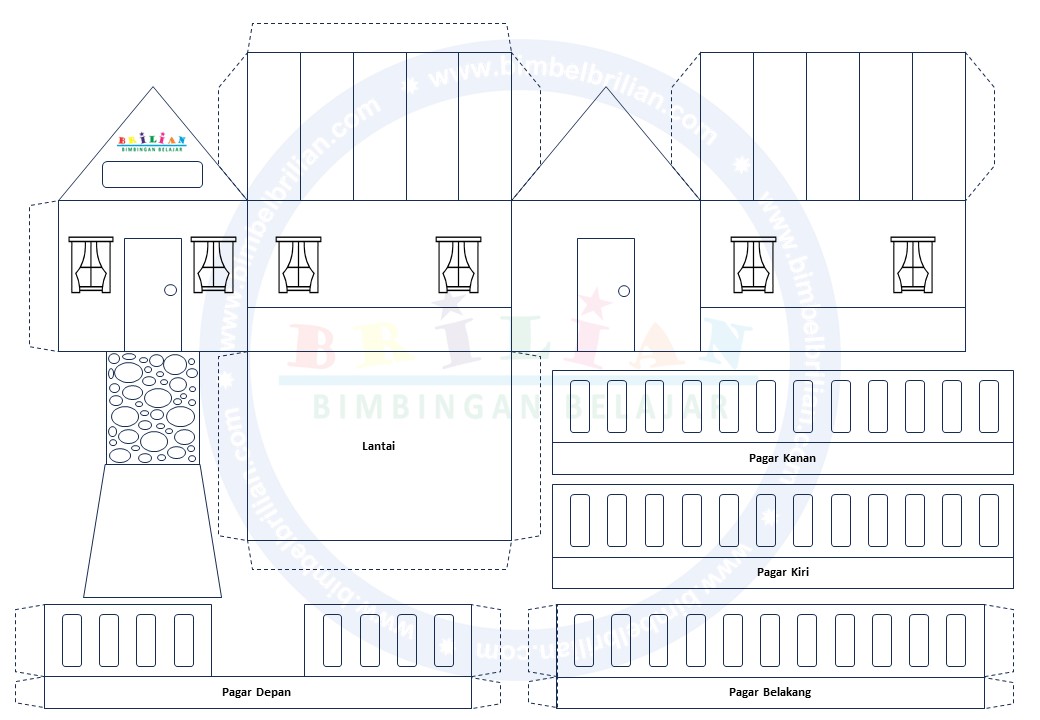 Papercraf Bentuk Rumah Sederhana 1 Lembar – Bimbel Brilian
