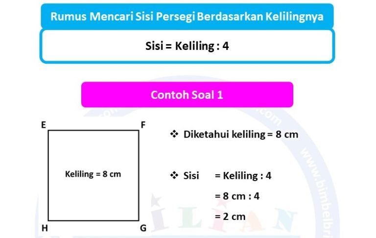 Rumus Cara Mencari Sisi Persegi yang Diketahui Kelilingnya dan Contoh ...