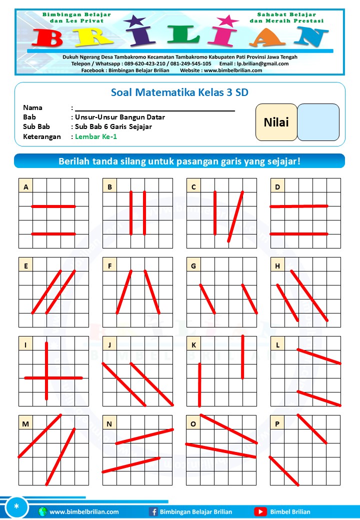 Soal Memilih dan Membuat Garis Sejajar – Matematika Kelas 3 SD – Bimbel ...